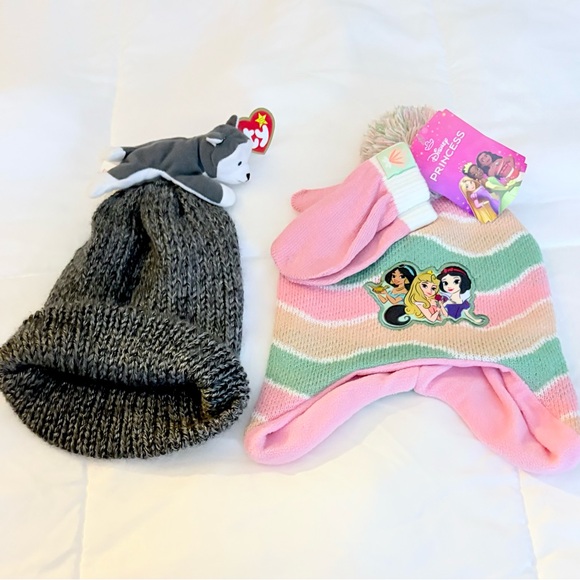 Disney | Accessories | Disney Princess Pink And Green Striped Hat Set ...